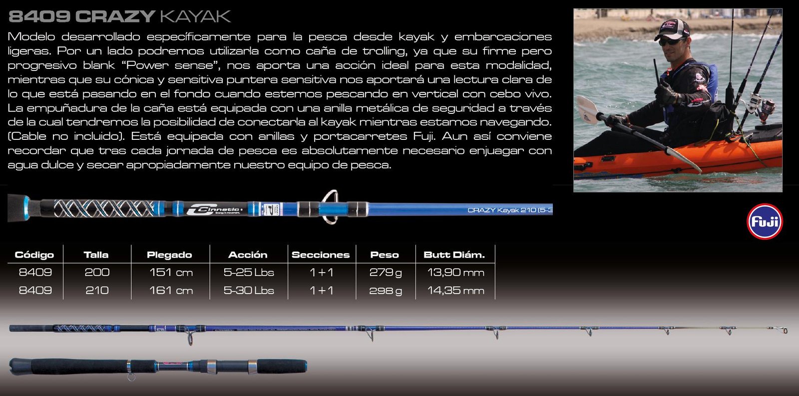 CAÑA CINNETIC CRAZY KAYAK 200 CM - caña de alta calidad para pesca en ...